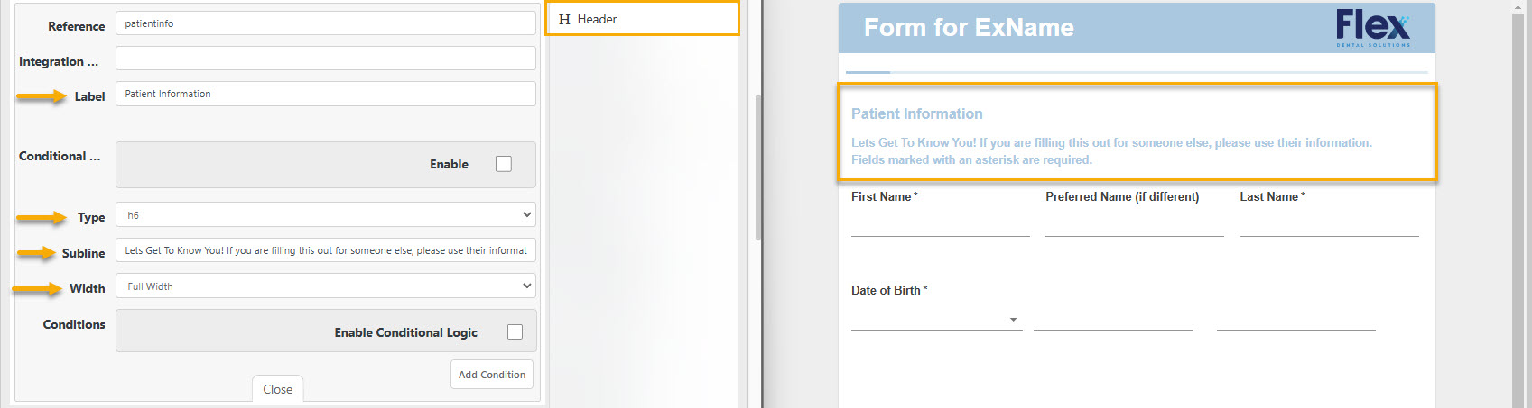 Overview of the Elements Menu in the Flex Form Builder – Flex